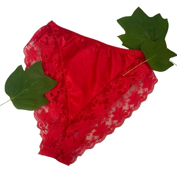 Vintage | Intimates & Sleepwear | Vintage Red Satin Lacy Tap Pants ...